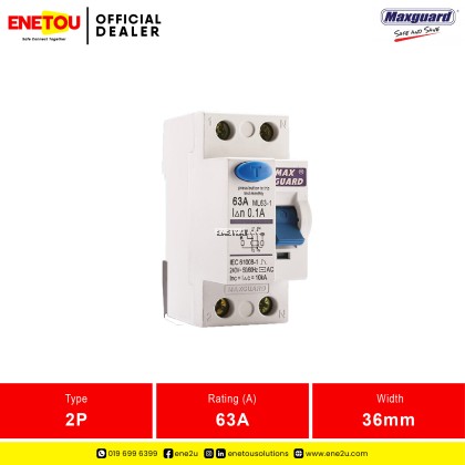 MAXGUARD ML63-1 RCCB 63A 2P 100MA