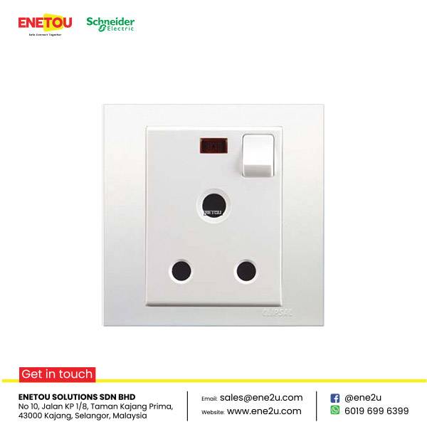 SCHNEIDER VIVACE KB15 15A 250V 1 GANG SWITCHED SOCKET WITH NEON WHITE