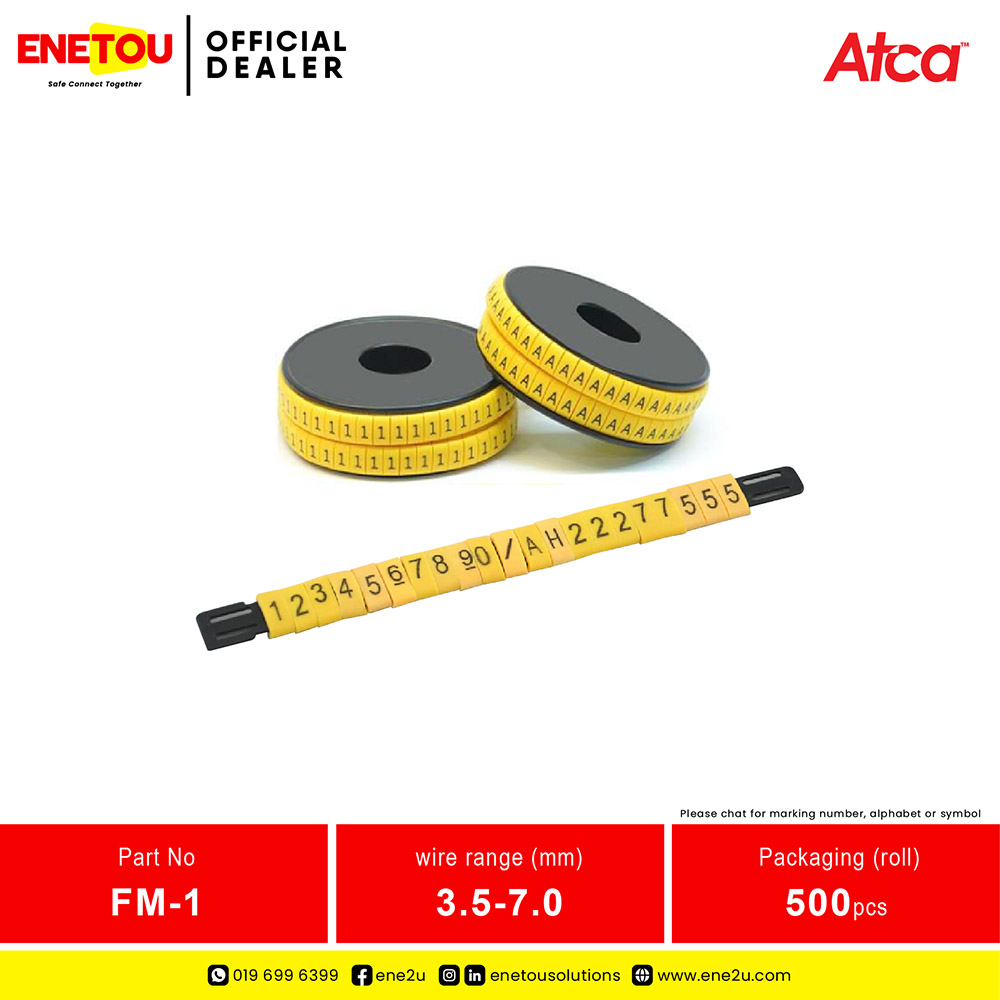 ATCA FM-1 (NUMBER) FLAT CABLE MARKER 2.0 - 8.0MM